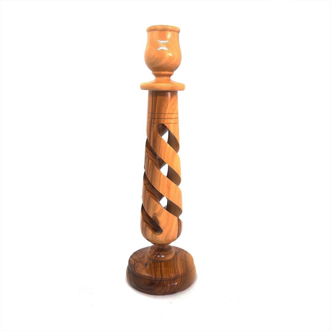 Hand Carved Olive Wood Candlestick Made in Bethlehem the Holy Land ...