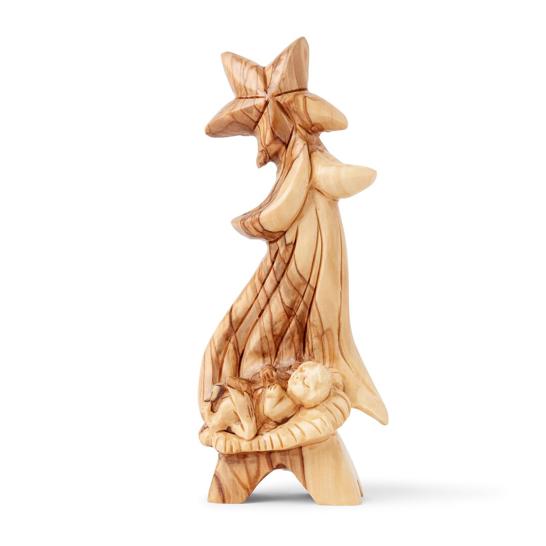 Carved Jesus in Manger Statue With Shooting Star Handmade Out of Olive ...