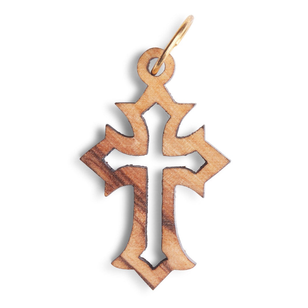 Olive Wood Cut Out Cross Inside Cross Pendant - Etsy