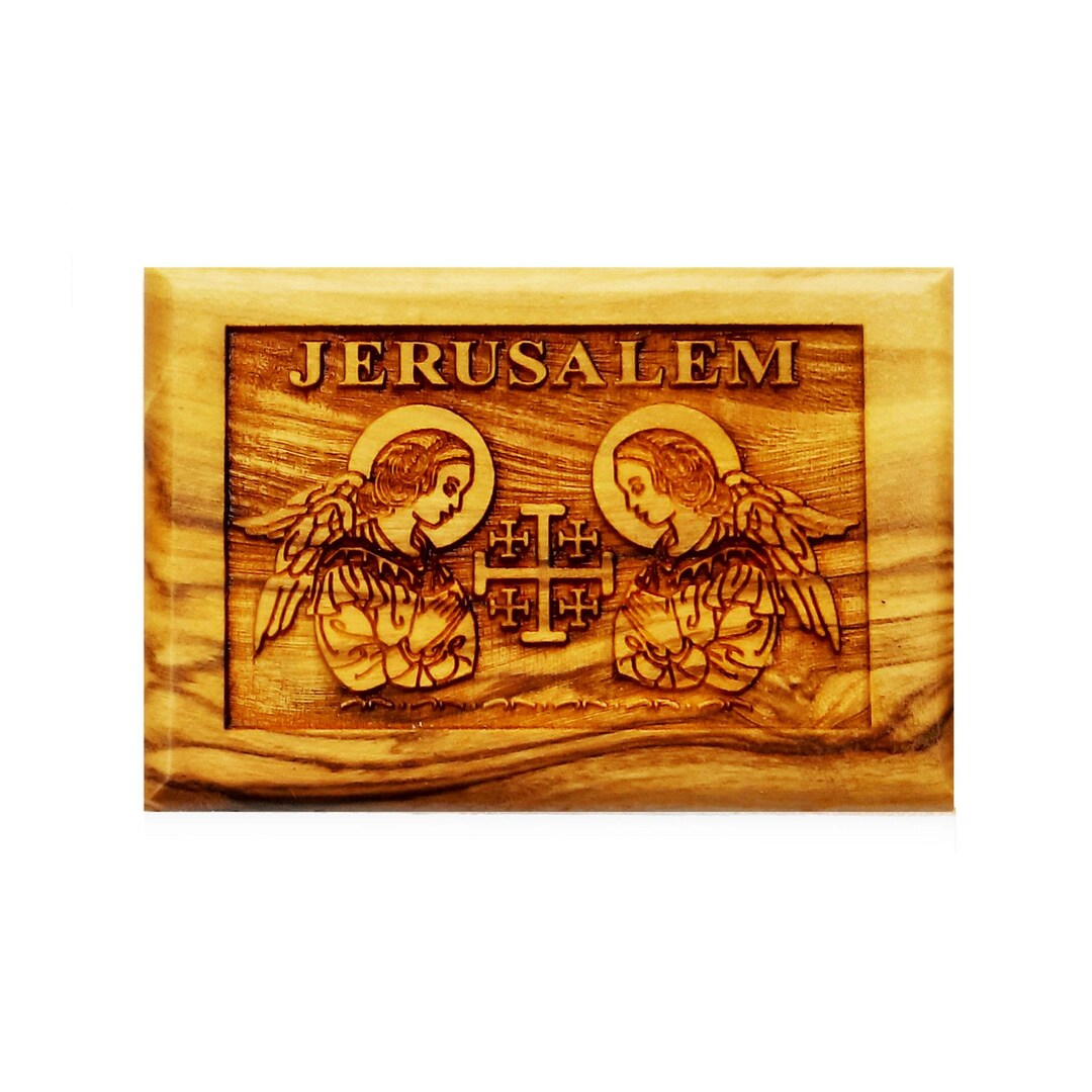 2 Angels Jerusalem Rectangular Hand Crafted Olive Wood Fridge Magnet - Etsy