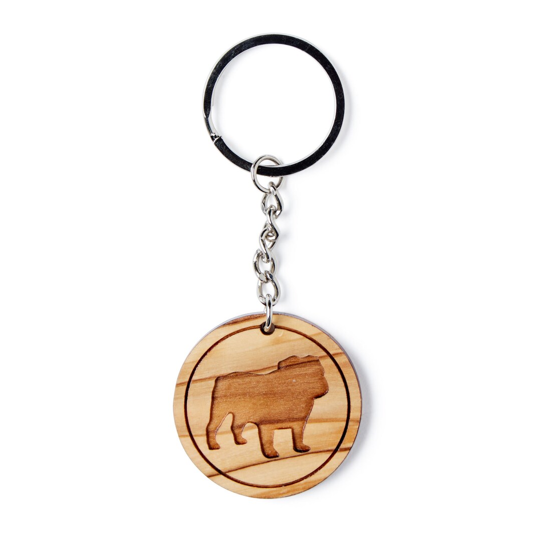 Pug Wooden Keyring Olive Wood Dog Key Chain - Etsy