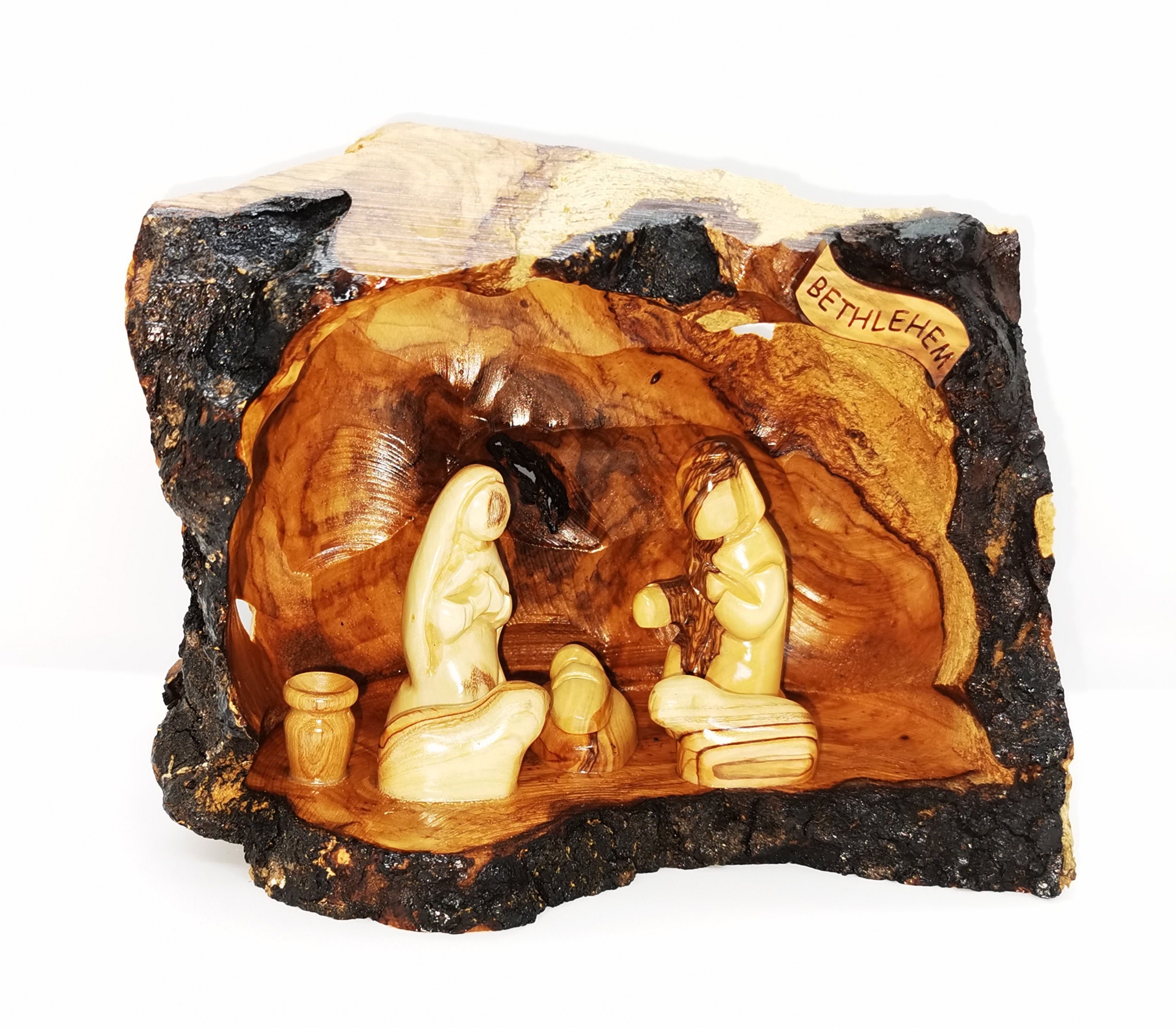 Hand Carved Small Cave Nativity Scene From Bethlehem | Etsy