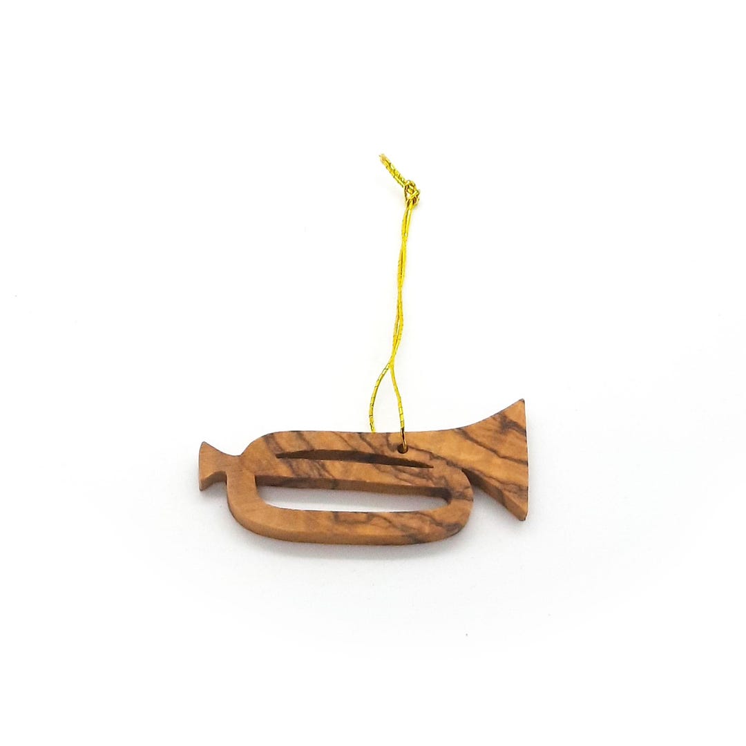 Trumpet Olive Wood Christmas Tree Decoration Handmade in the Holy Land ...