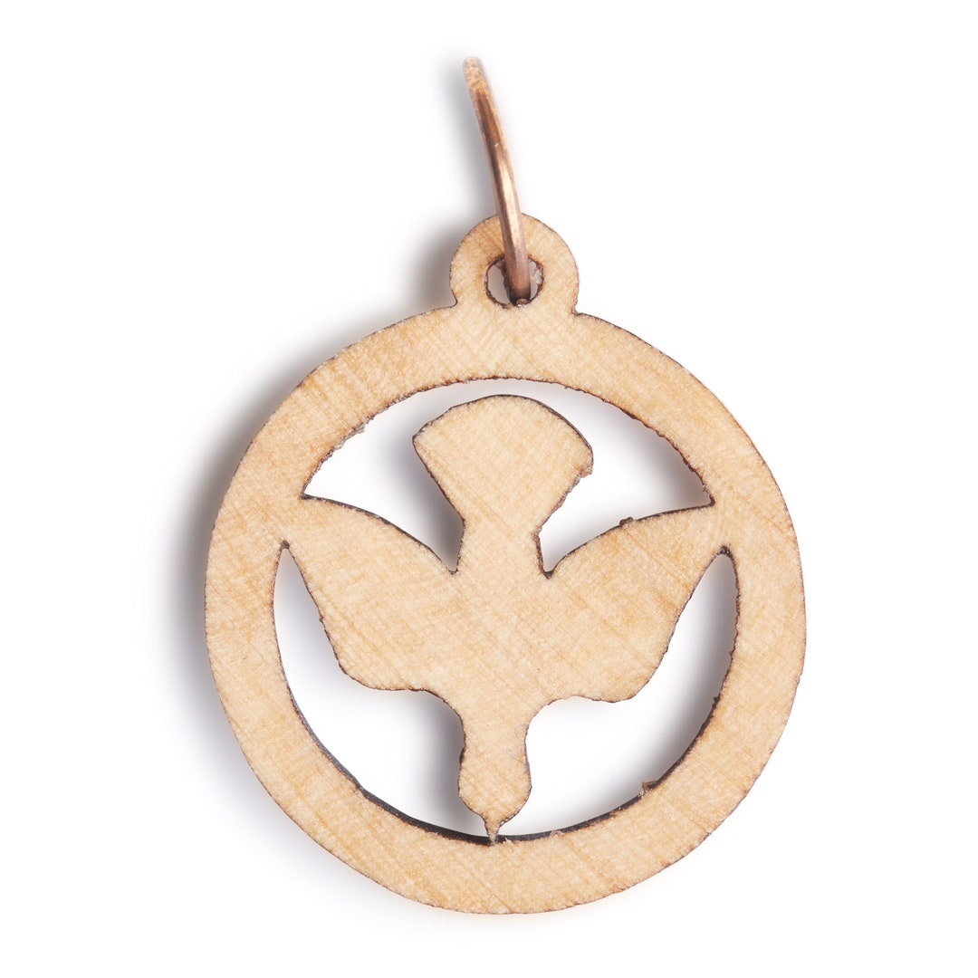 Olive Wood Pendent With Dove in A Circle Pendant - Etsy