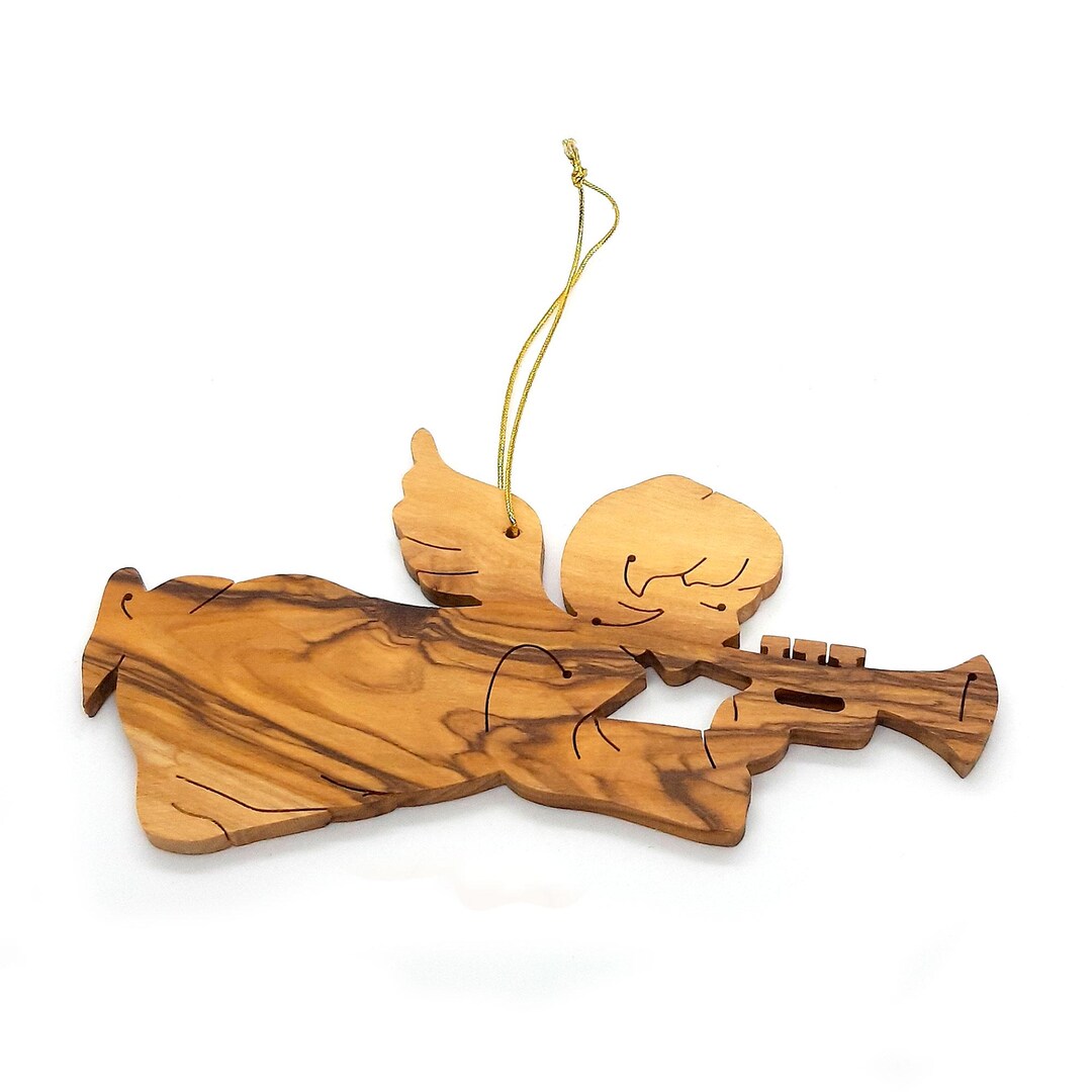 Flying Angel With Trumpet Christmas Decoration Made From Olive Wood in ...