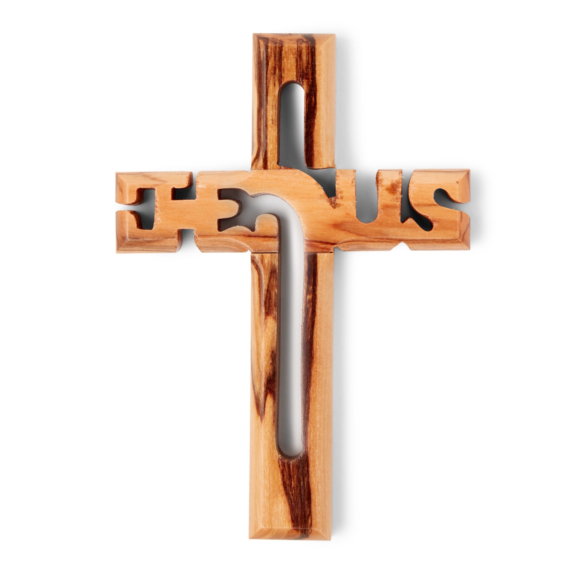 Cross Crucifix Spelling Jesus Handmade in Bethlehem of Olive Wood OWC ...