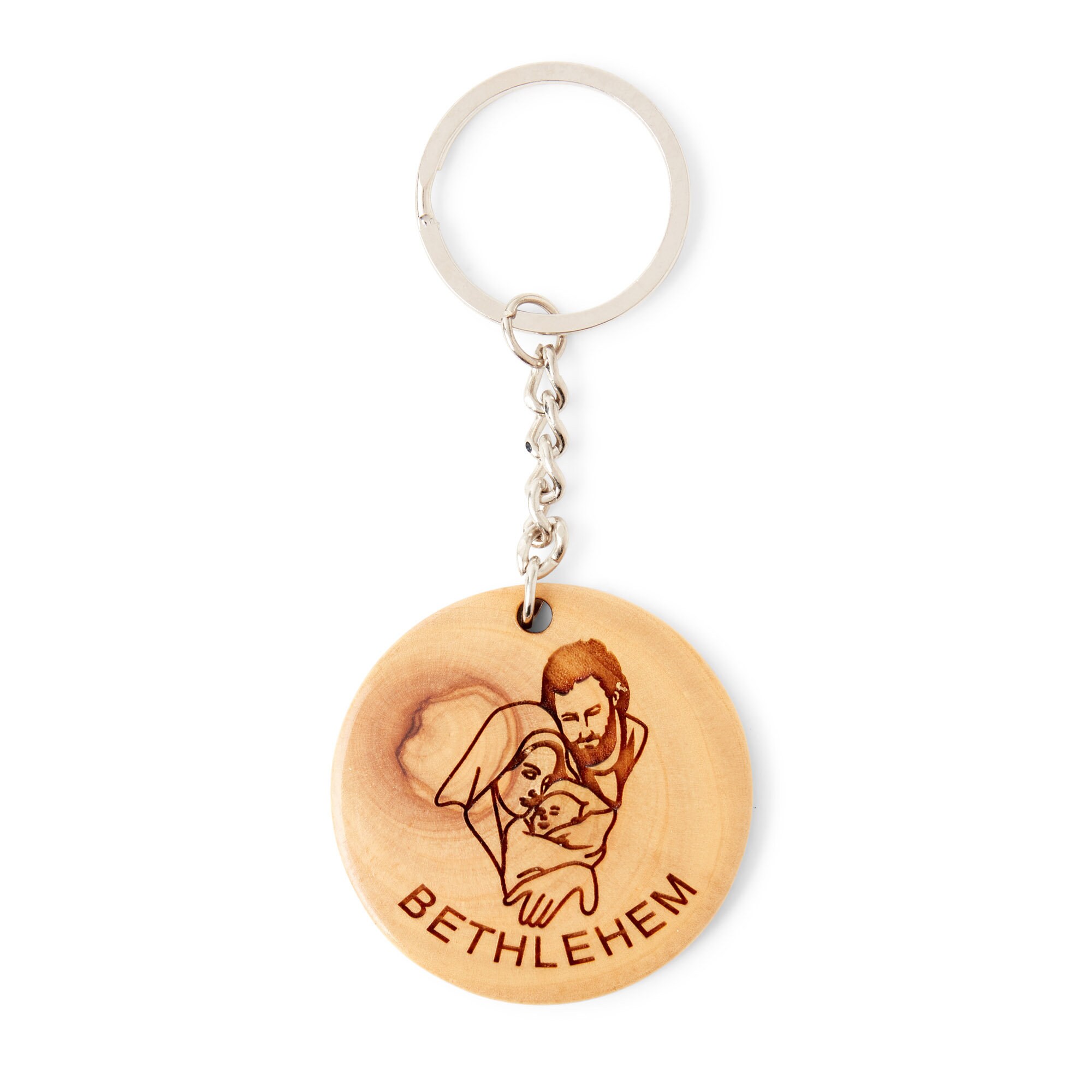 Holy Family Olive Wood Keyring Made in Bethlehem Holy Land - Etsy