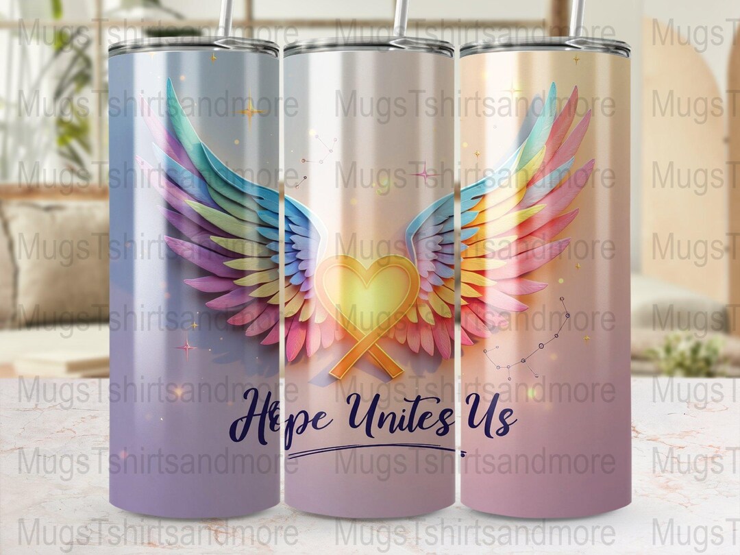 Hope Unites Us Awareness Ribbon Survivor Tumbler Wrap 20 Oz Skinny ...