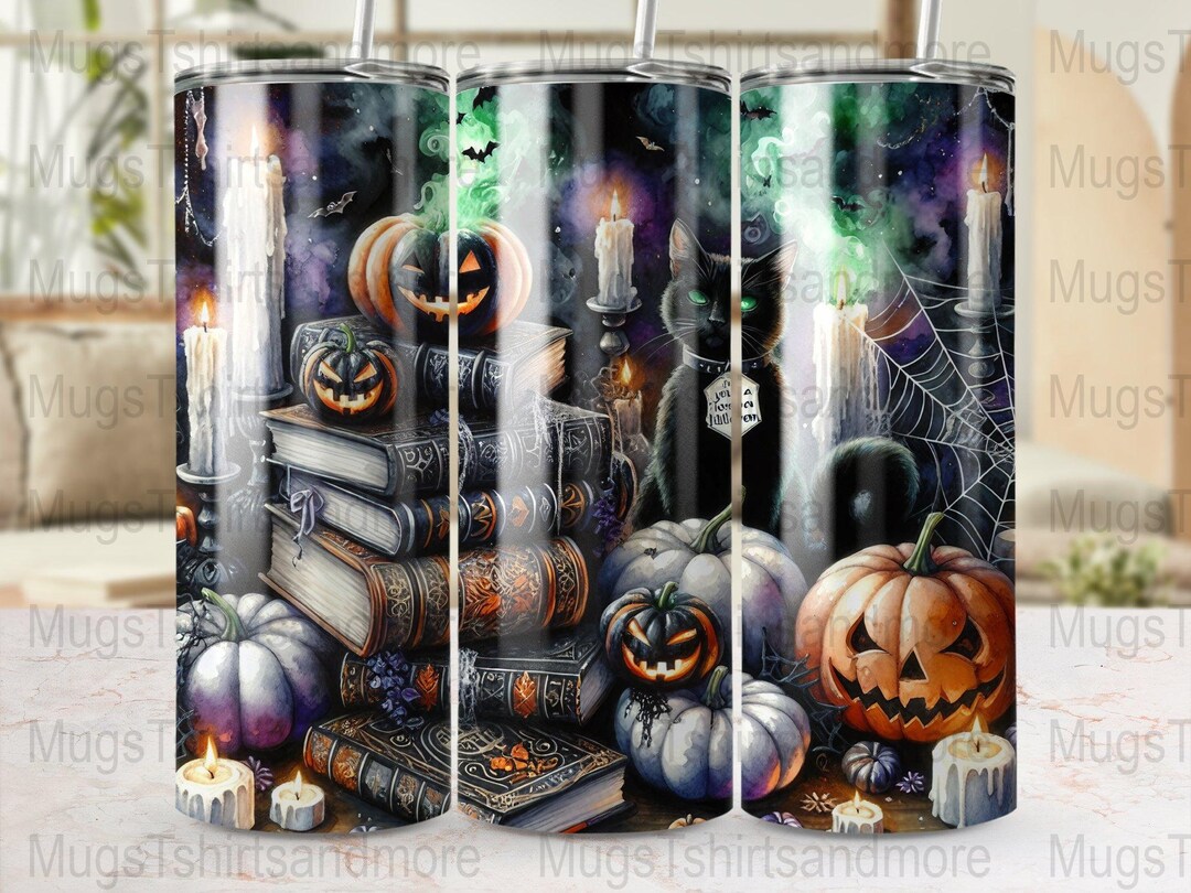 Dark Halloween Skinny Tumbler Wrap, Spooky Ghost Pumpkins, 20oz ...