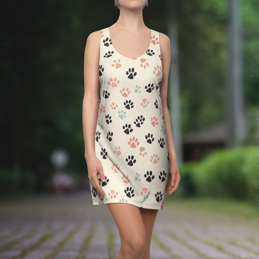 Custom Paw Print Razor Back Cut and Sew AOP Dress, Gift for Dog Lover ...