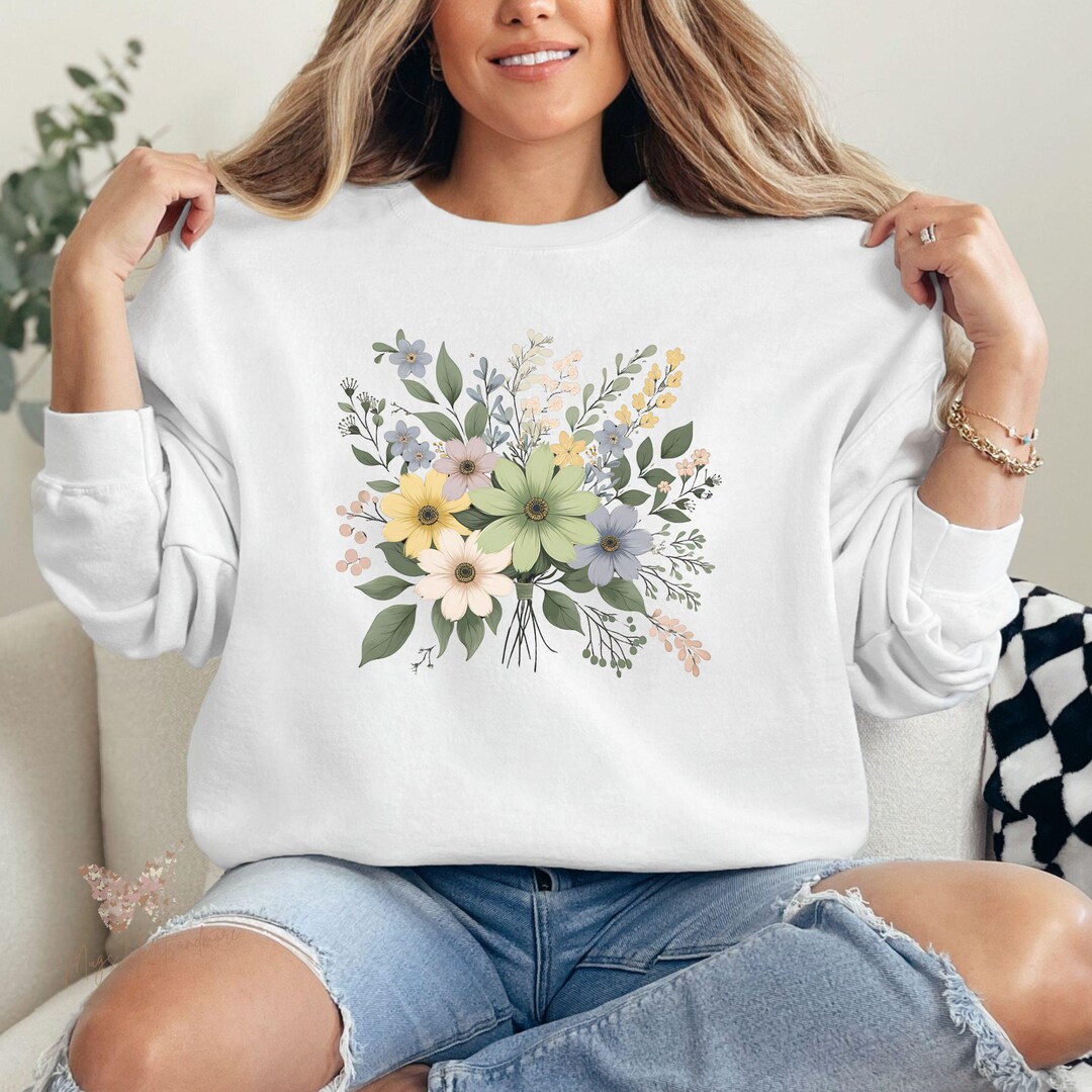 Vintage Floral Bouquet Digital Print , PNG, Wildflower Wall Art ...