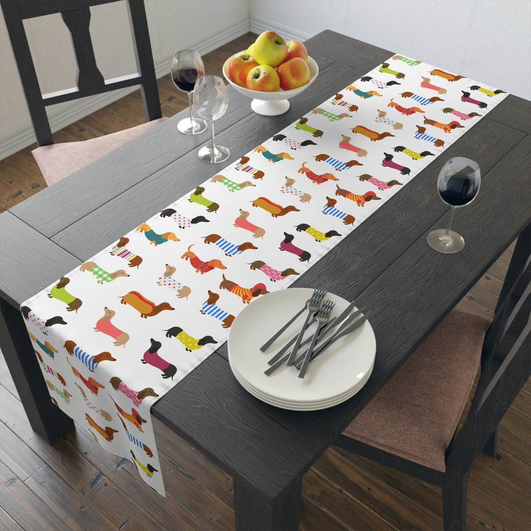 Dachshunds in Sweaters Print Table Runner cotton, Poly, Housewarming ...