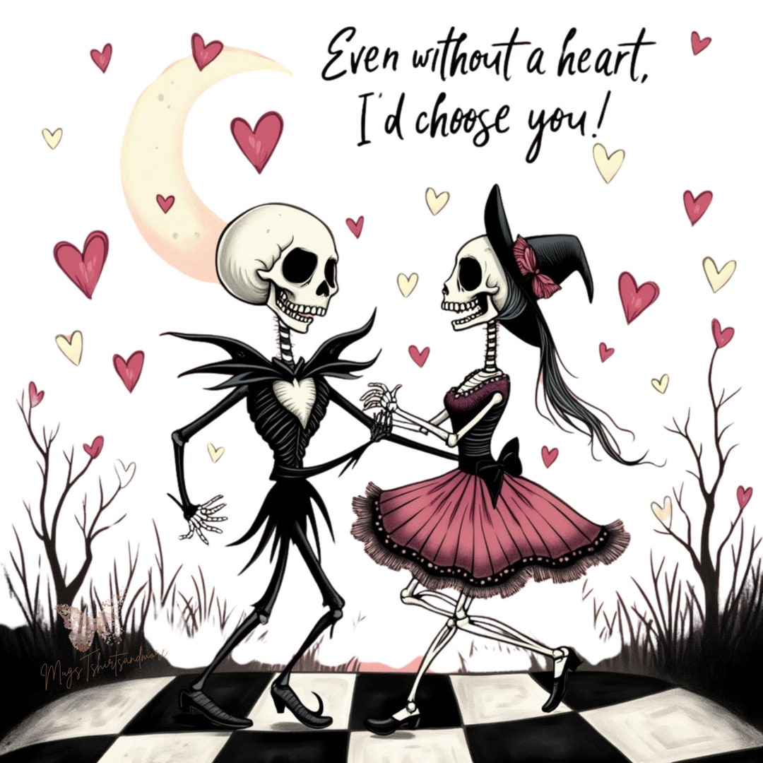 Dancing Skeleton Couple PNG: Spooky Valentine Art (digital Download) - Etsy