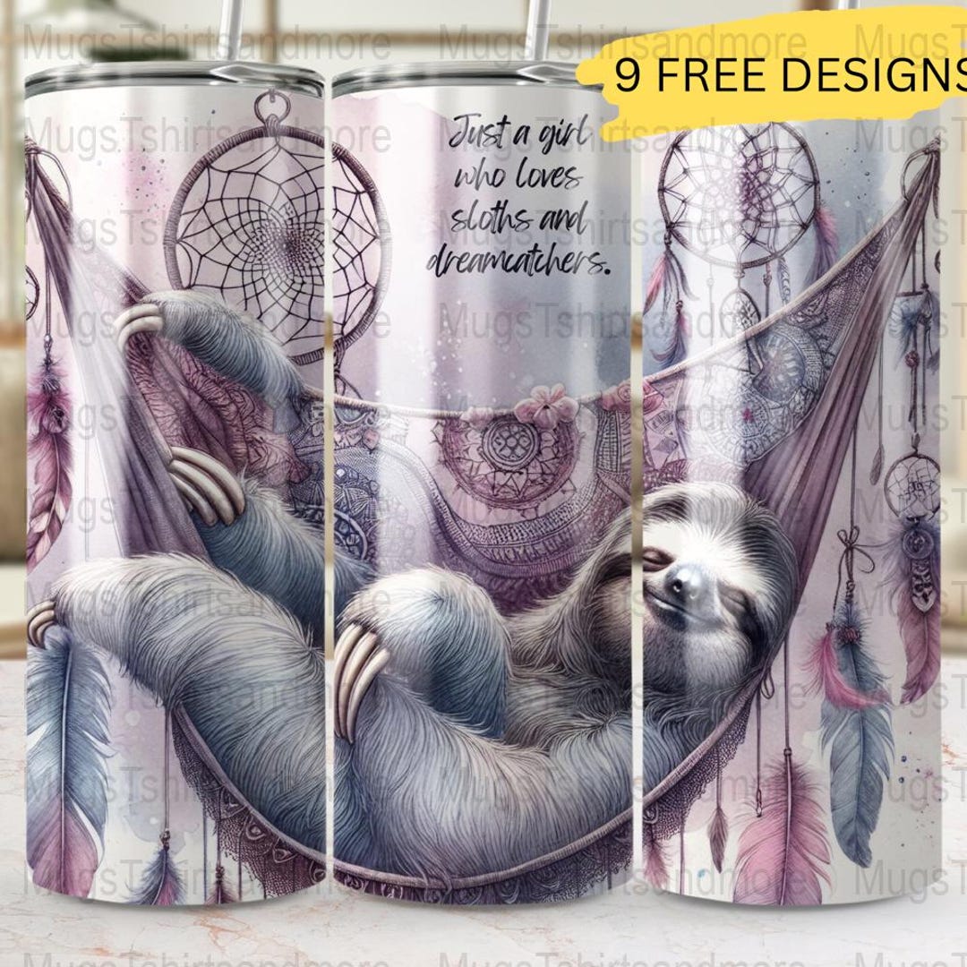 Sloth Dreamcatcher Tumbler Wrap PNG, 20oz Digital Download Design, Just ...
