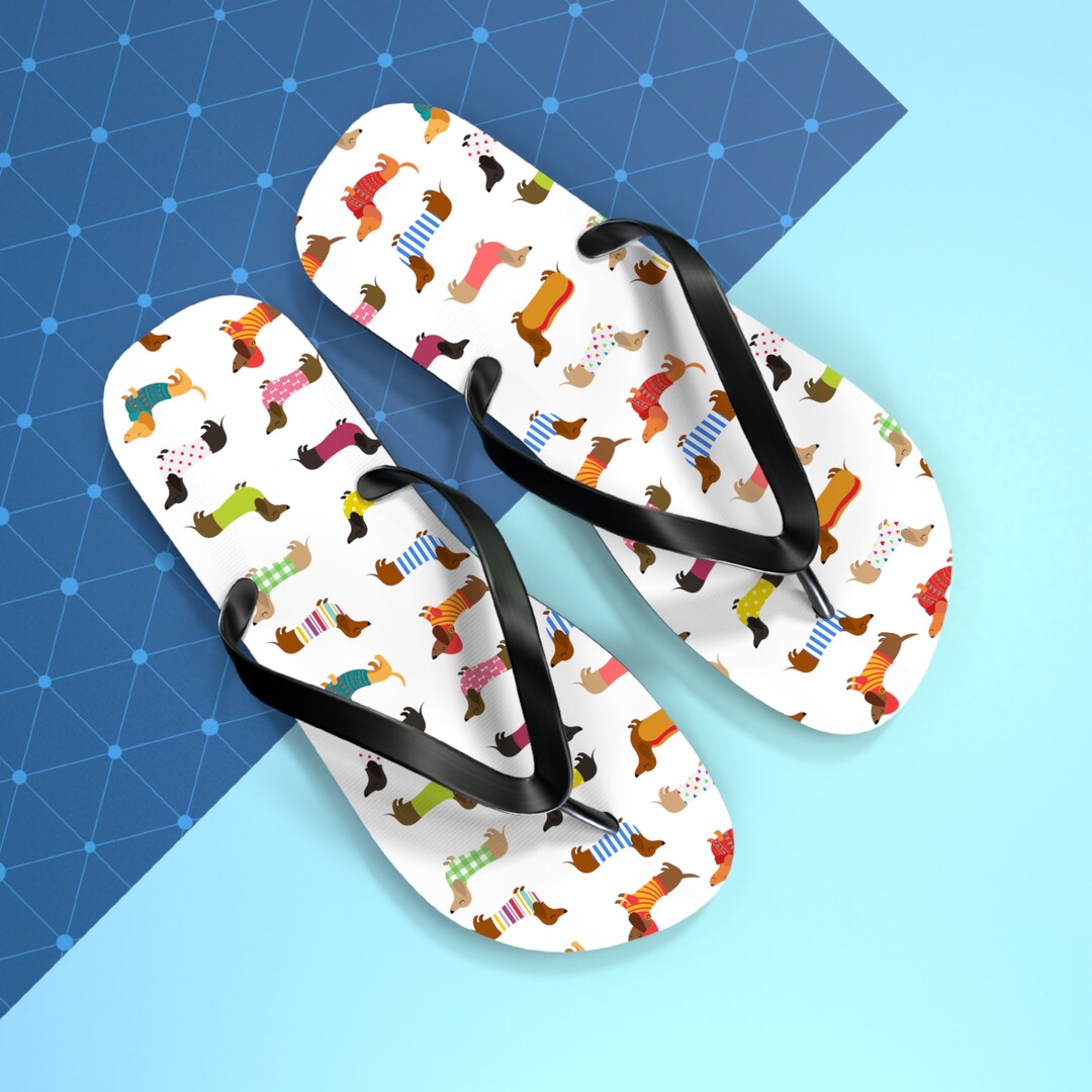 Dachshund Flip Flops, Wiener Dog Flip Flops, Summer Shoes, Beach Wear ...
