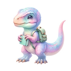 Cute Baby Dinosaur Clipart Bundle Set, Back to School Digital PNG ...