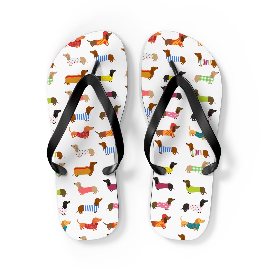 Dachshund Flip Flops, Wiener Dog Flip Flops, Summer Shoes, Beach Wear ...