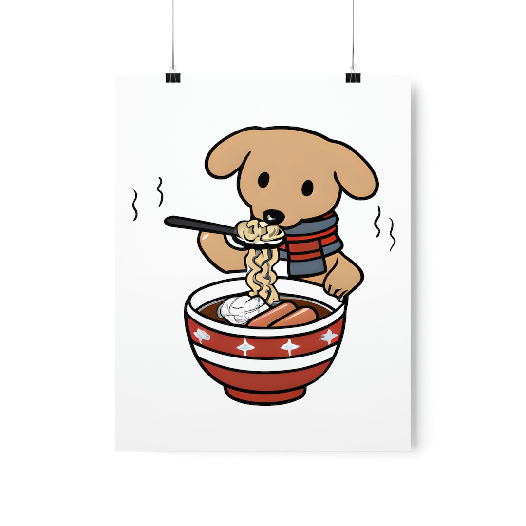 Kawaii Dog Dachshund Eating Ramen Cute Dog Eating Ramen - Etsy