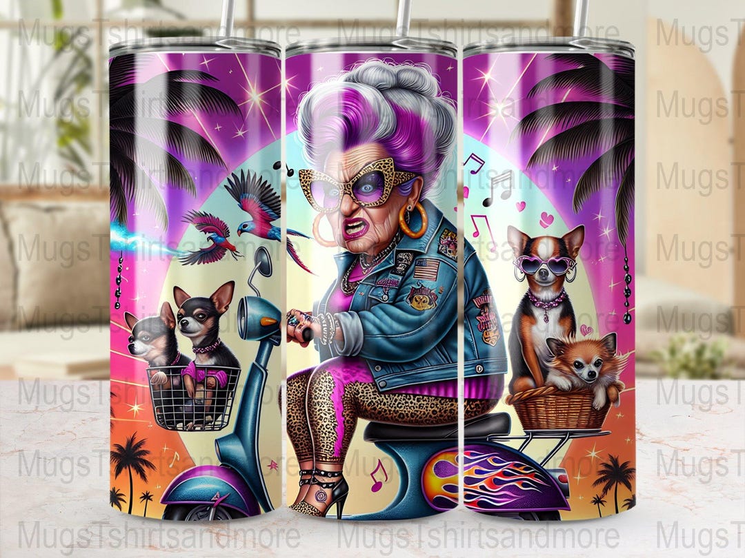 Funny Old Lady Tumbler Wrap, Sassy Grandma 20 Oz Skinny Tumbler ...