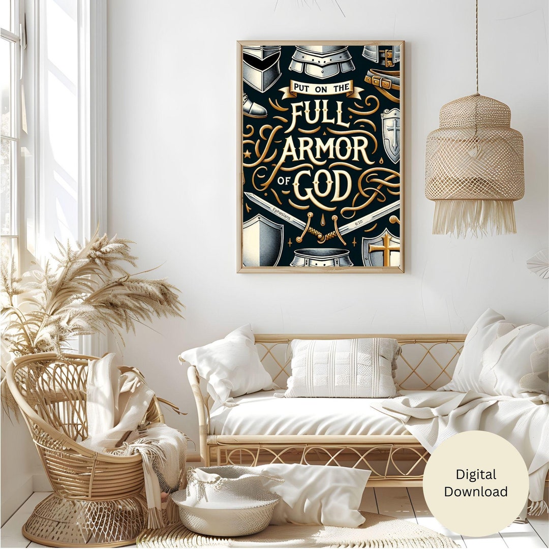 Full Armor of God Printable Wall Art, Christian Art, Faith Art Design ...