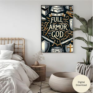 Full Armor of God Printable Wall Art, Christian Art, Faith Art Design ...