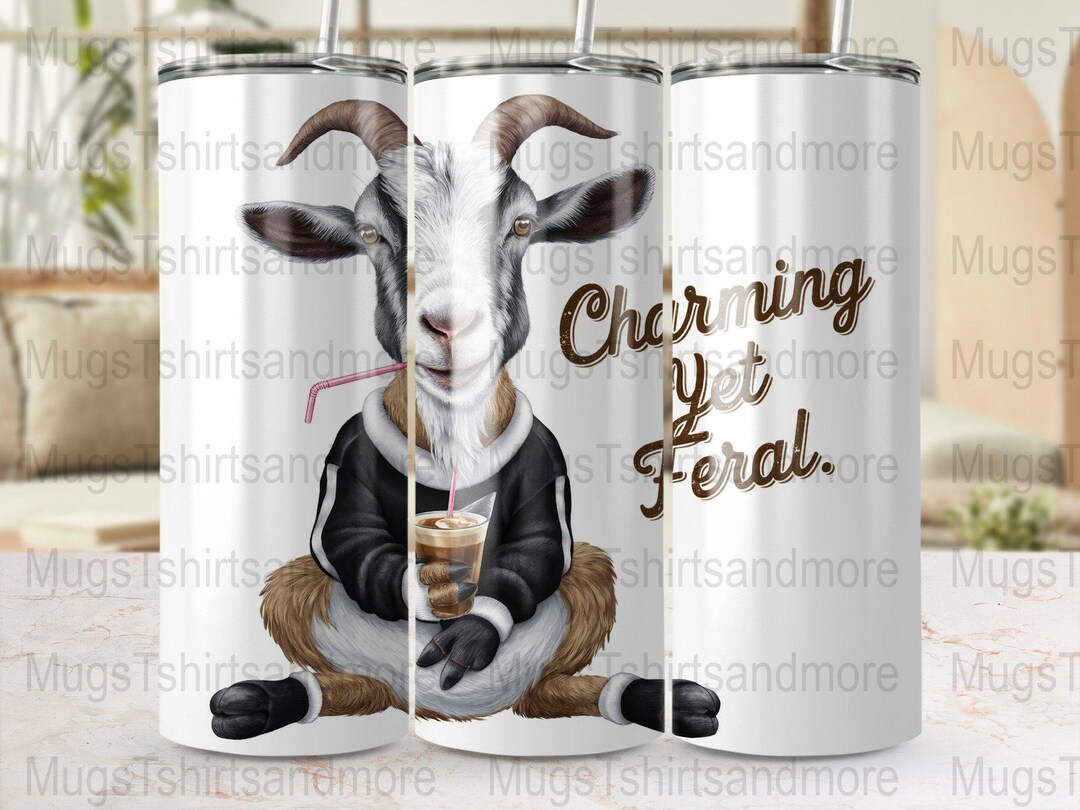 Charming Goat Coffee Lover 20oz Skinny Tumbler Wrap, Funny Animal ...