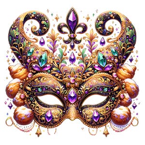 Mardi Gras Mask Clip Art: Carnival Beignets Design (instant Download ...