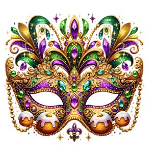 Mardi Gras Mask Clip Art: Carnival Beignets Design (instant Download ...