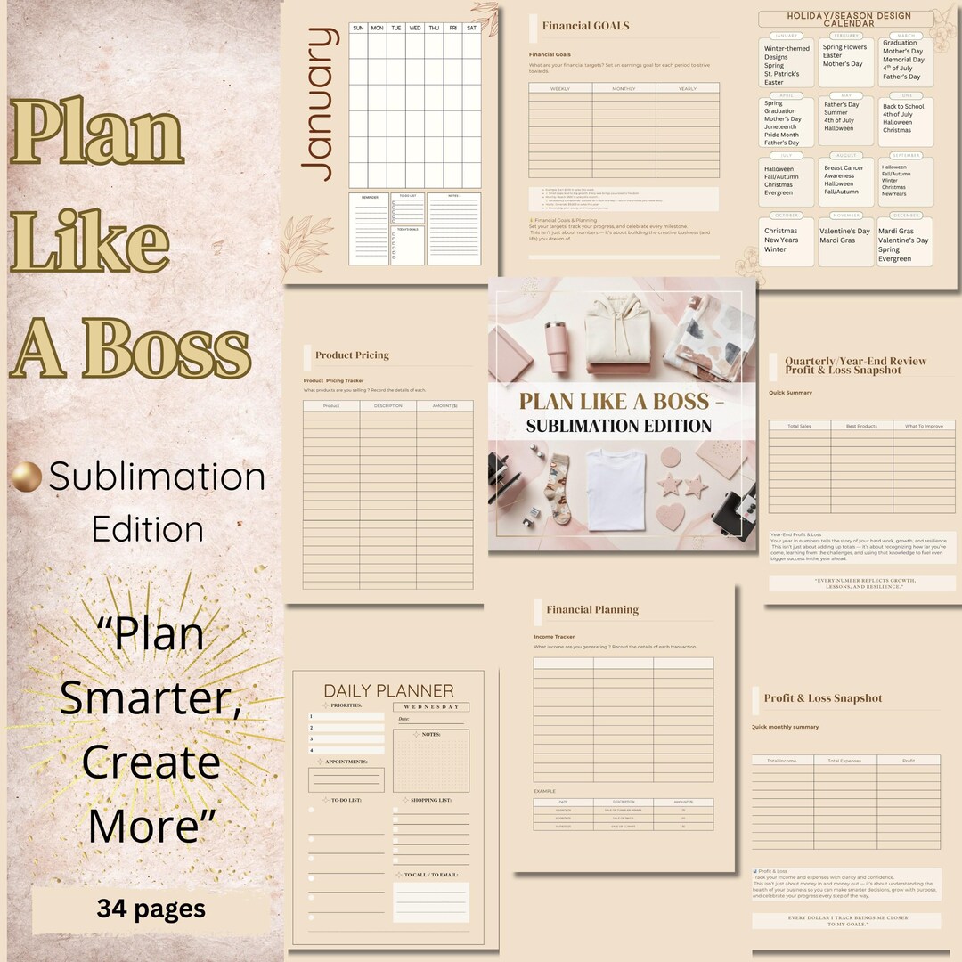 Printable PDF Planner for Crafters, Plan Like A Boss Sublimation ...