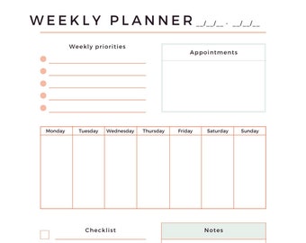 Blue Weekly Planner - Etsy