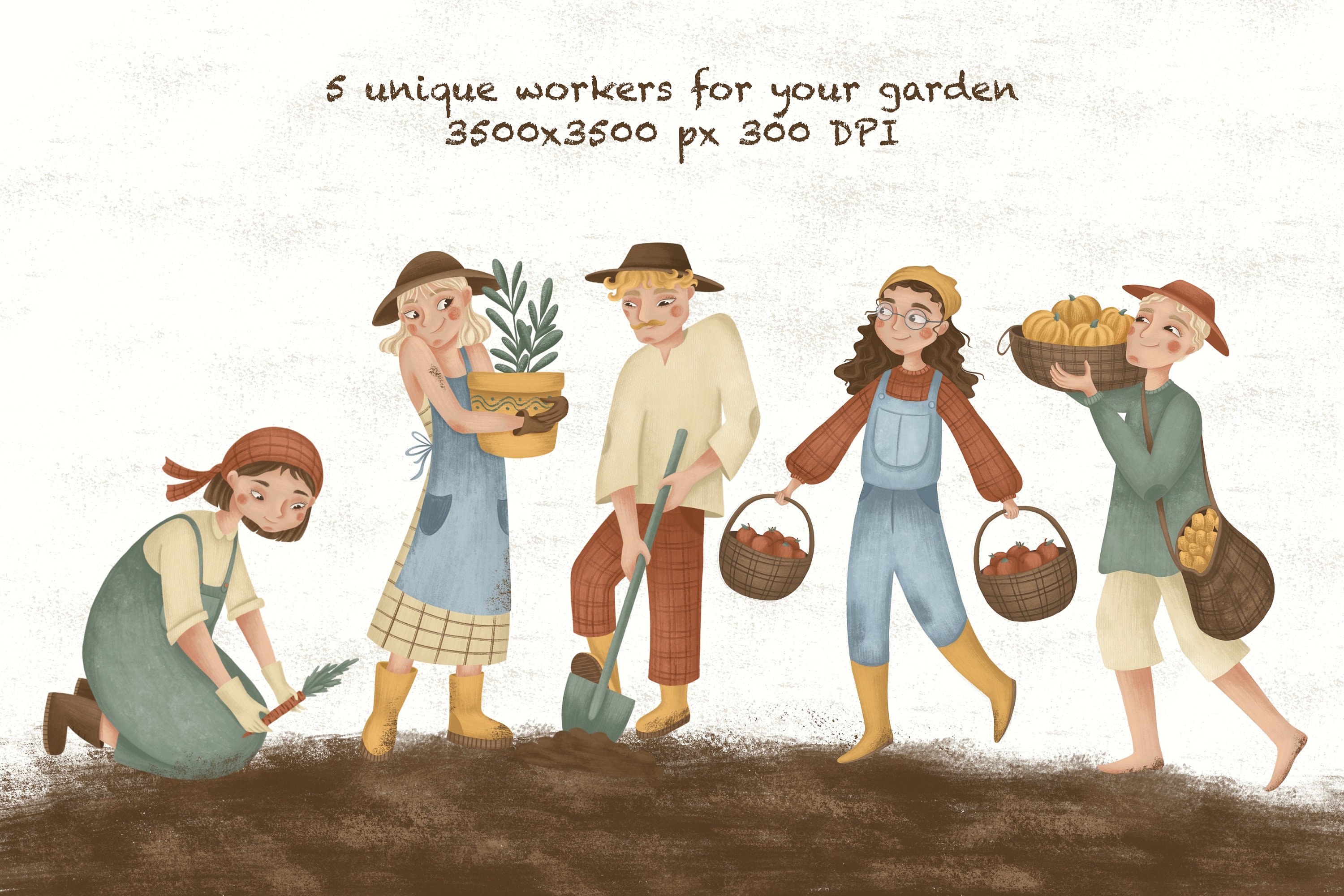 Farm Garden Clipart Set, Herb Garden & Vegetable Market Illustrations ...