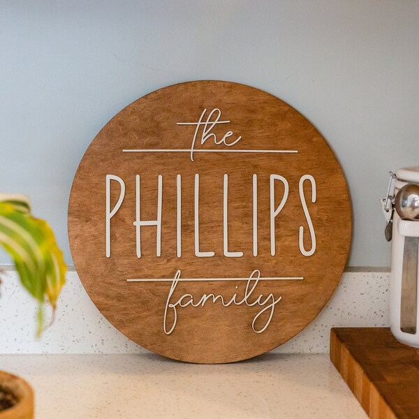 Round Family Name Sign - Etsy
