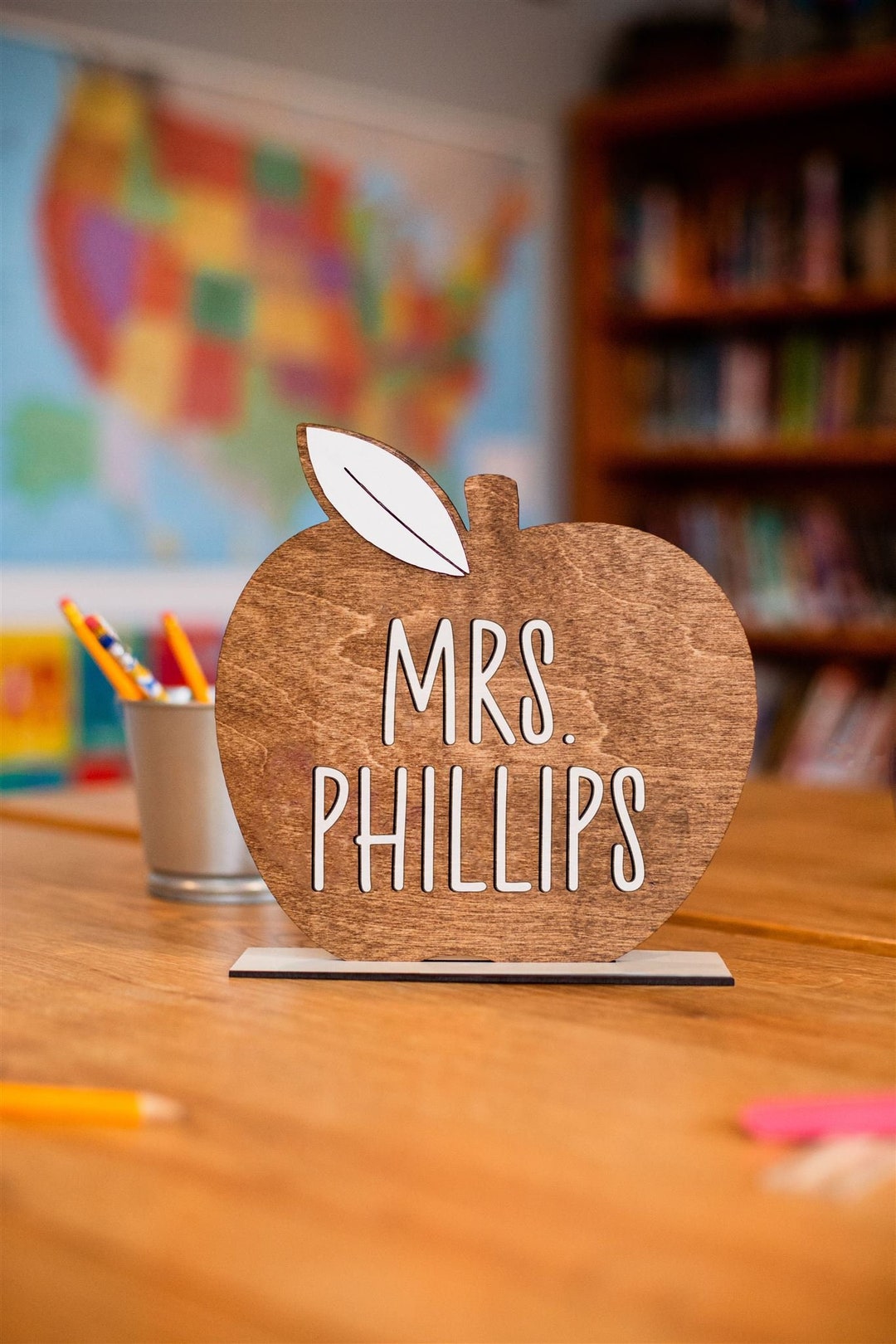 Custom Teacher Name Sign - Handmade Wood Decoration for Classroom or ...