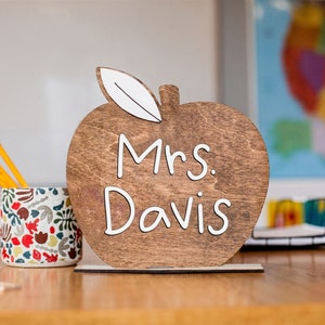 Custom Teacher Name Sign - Handmade Wood Decoration for Classroom or ...
