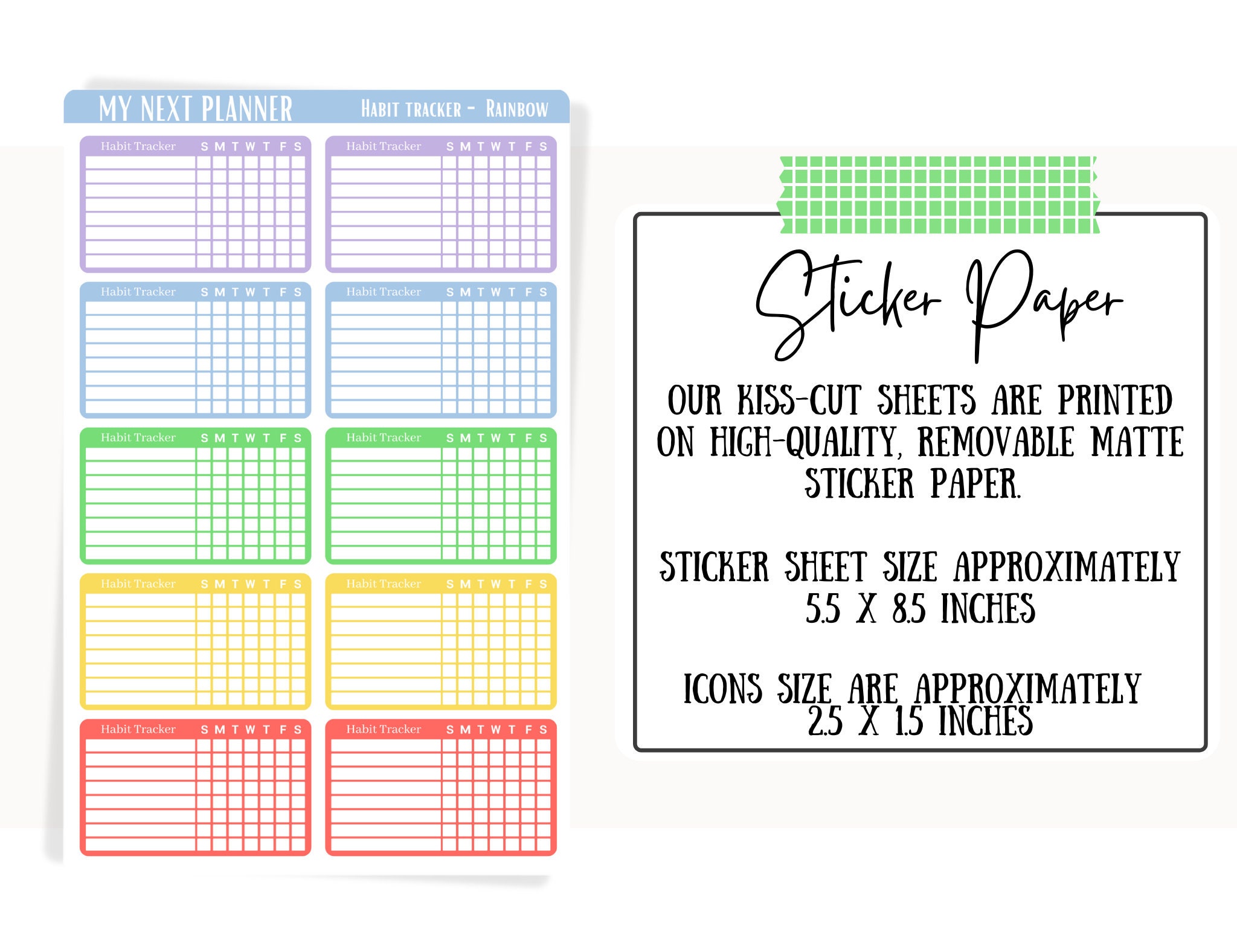 Habit Tracker, Habit Tracker Sticker, Stickers Sheet, Functional ...
