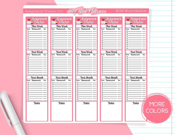 Assignment Tracker Sidebar Cute Kawaii Sidebar Stickers - Etsy