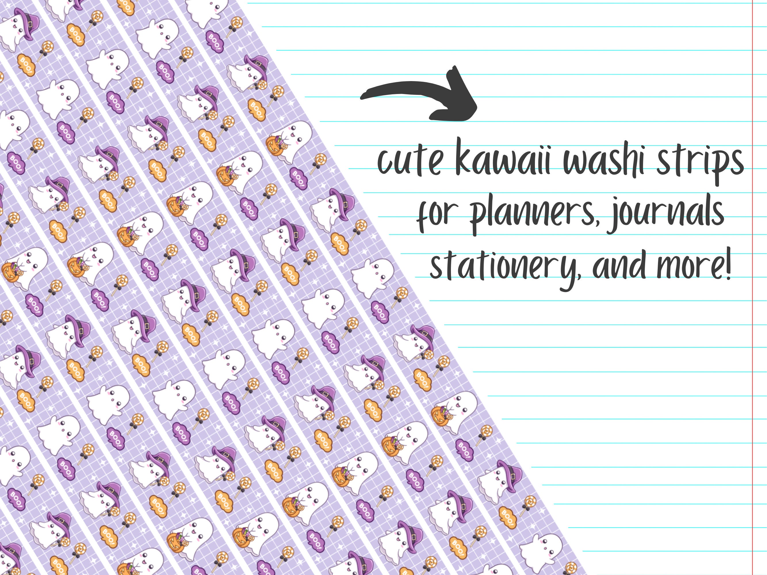Boo Washi Strip Ghost Stickers Sheet Halloween Washi Tape - Etsy