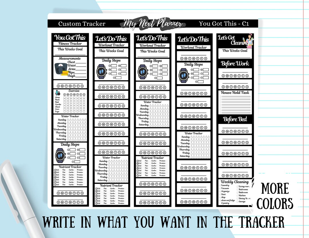 Custom Sidebar Tracker Stickers, Cute Kawaii Sidebar Stickers, Tracker ...