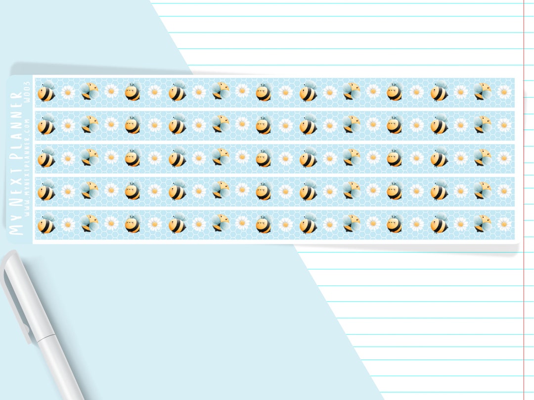 Bee Washi Strip Stickers, Bee Stickers Sheet, Washi Tape Washi Strips ...