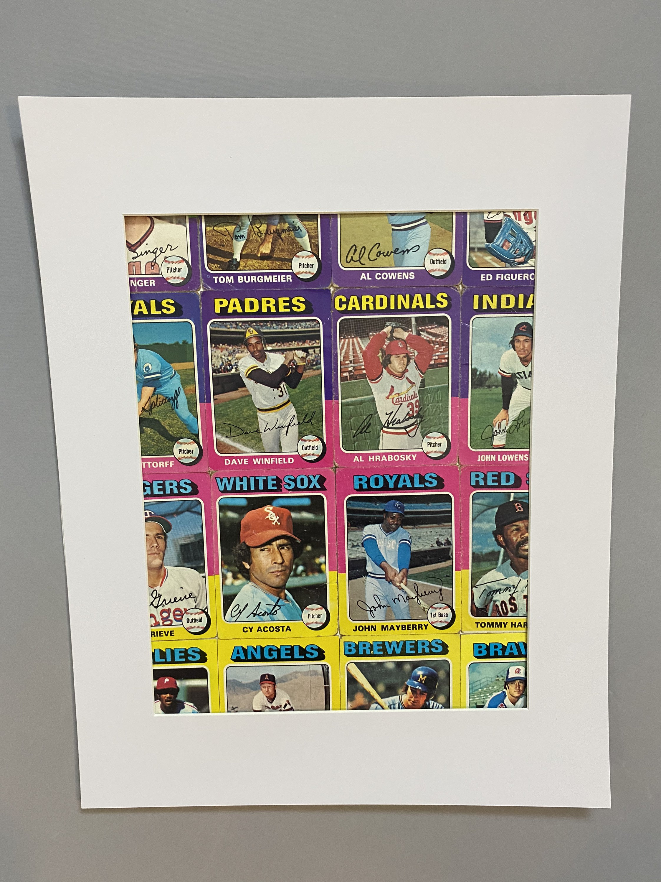 Baseball Card Wall Hanging. 1975 Topps. Colors: Green/purple/pink ...
