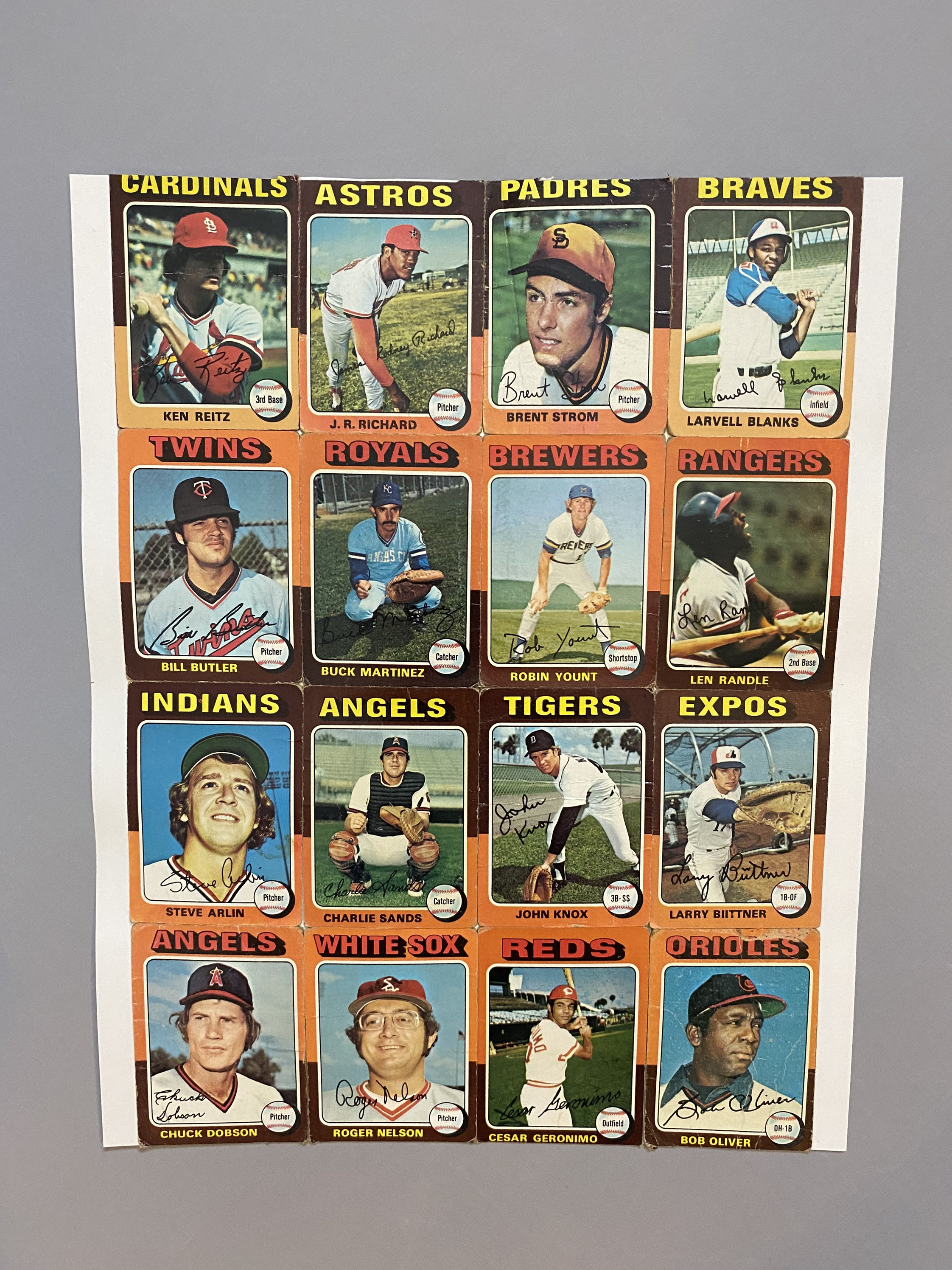 Baseball Cards Wall Hanging. 1975 Topps Cards Includes Robin Yount ...