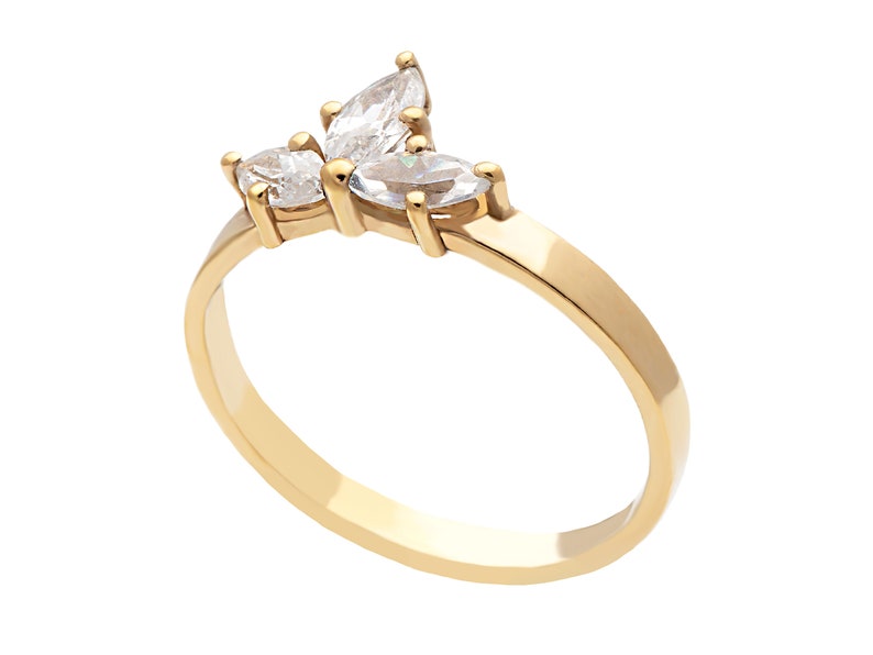 Lotus Flower Engagement Ring With Marquise Cut Natural Diamonds in a ...