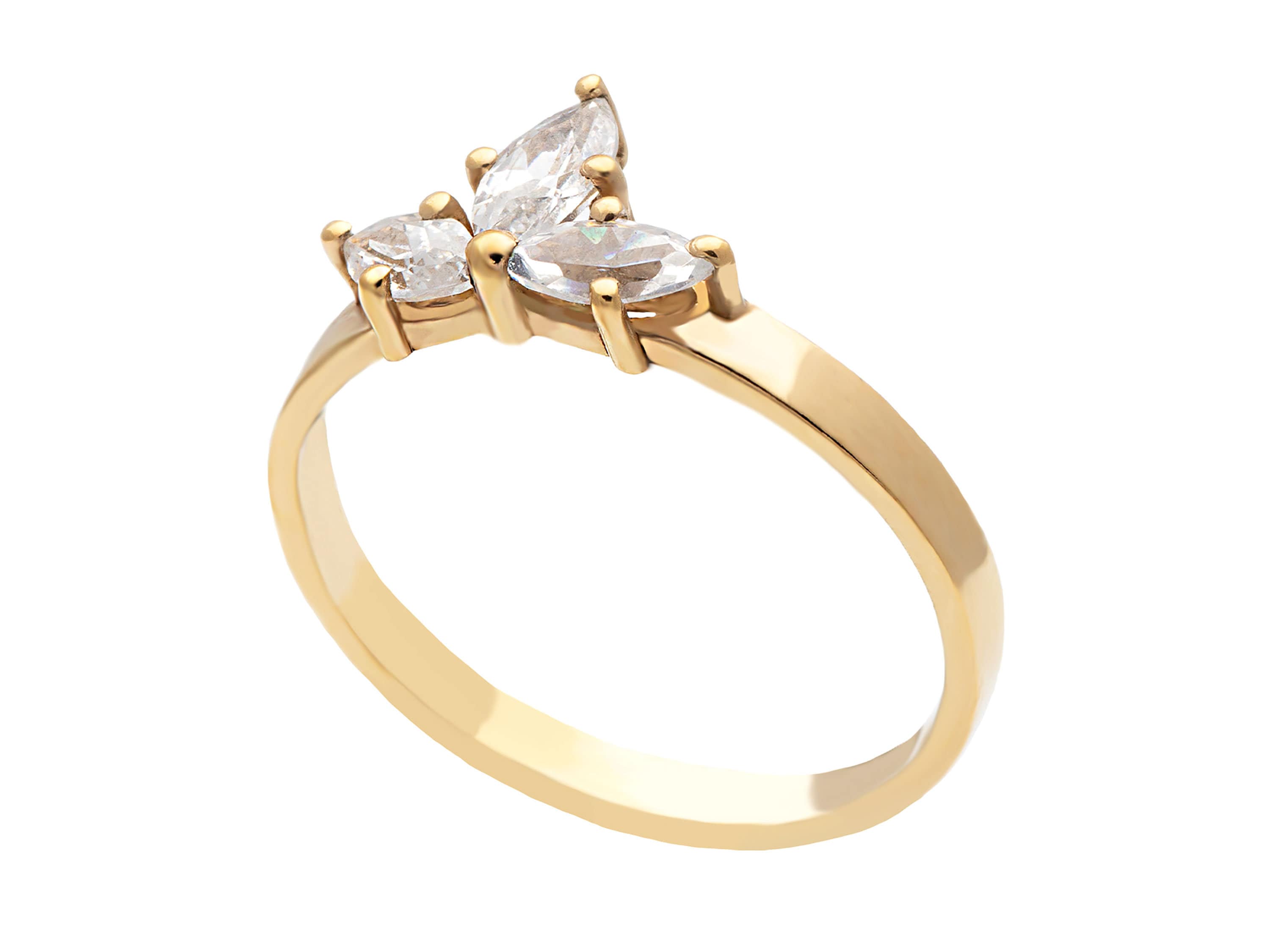 Lotus Flower Engagement Ring With Marquise Cut Natural Diamonds in a ...