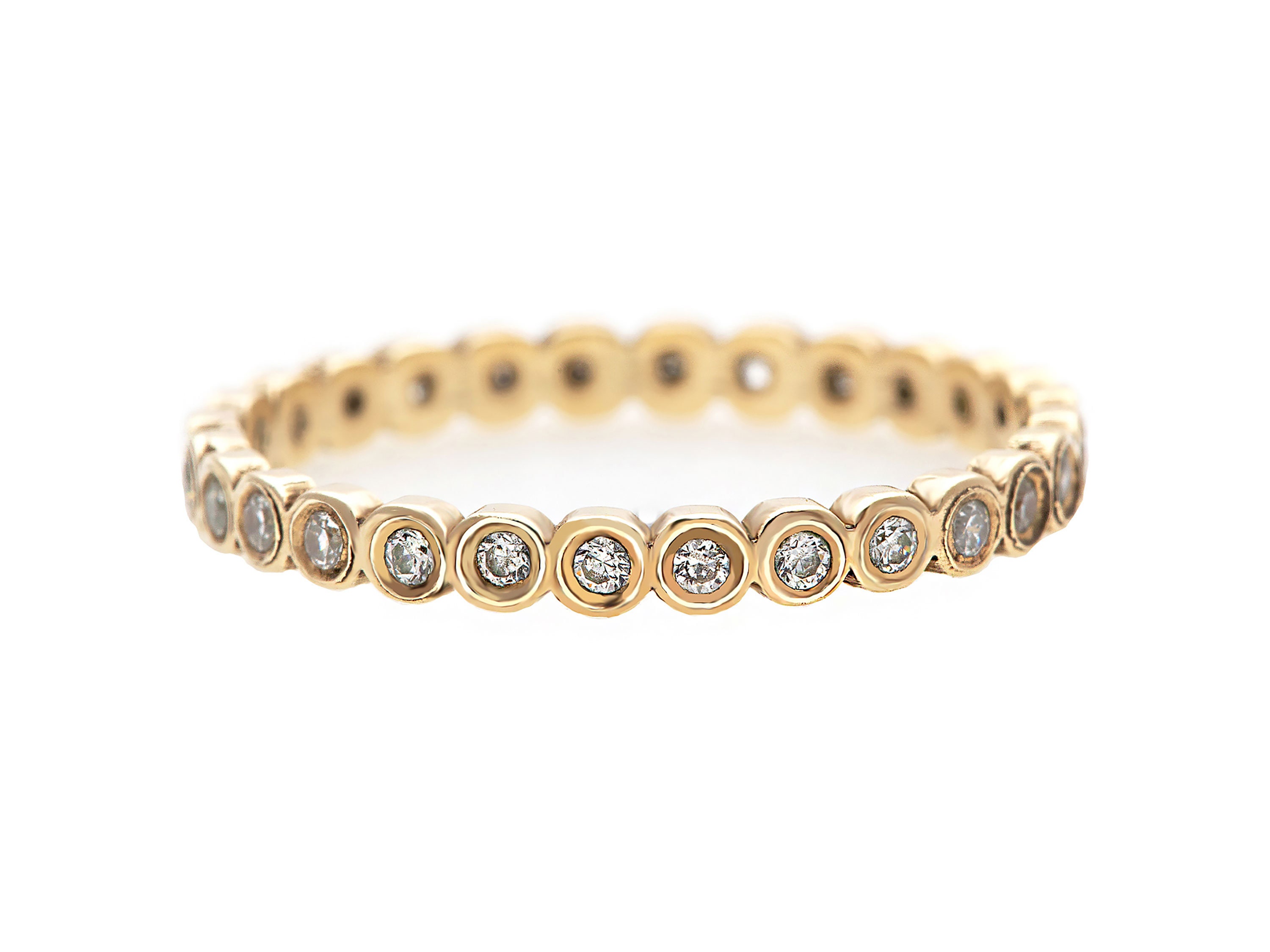 14K Yellow Gold Delicate Wedding Eternity Ring With White - Etsy UK