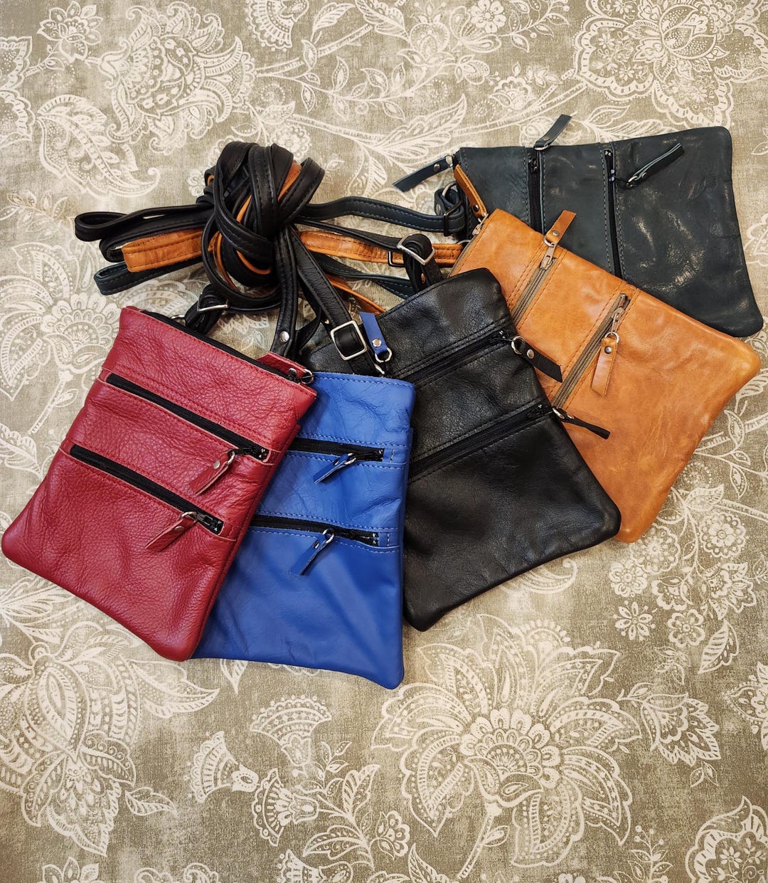 Cross Body, 2 Front Zip, 1 Top Zip, Full Grain Leather, Lined, Back ...