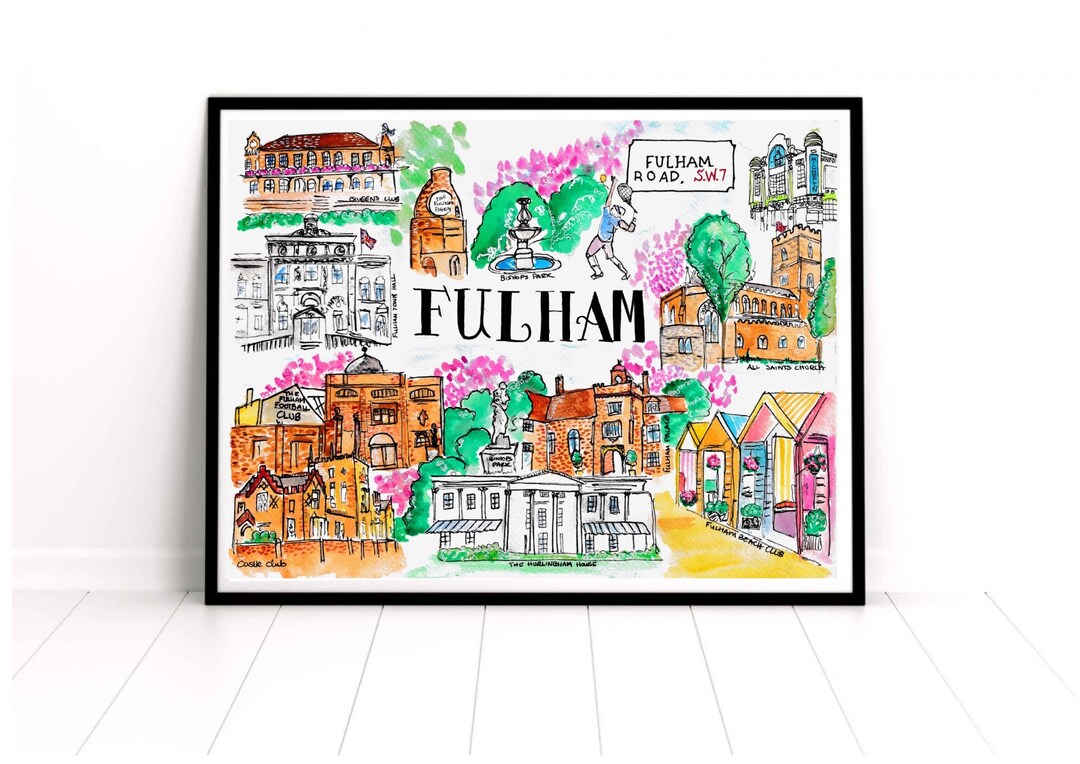 Watercolour Fulham, Landmarks, London Landmarks, Home Decor ...
