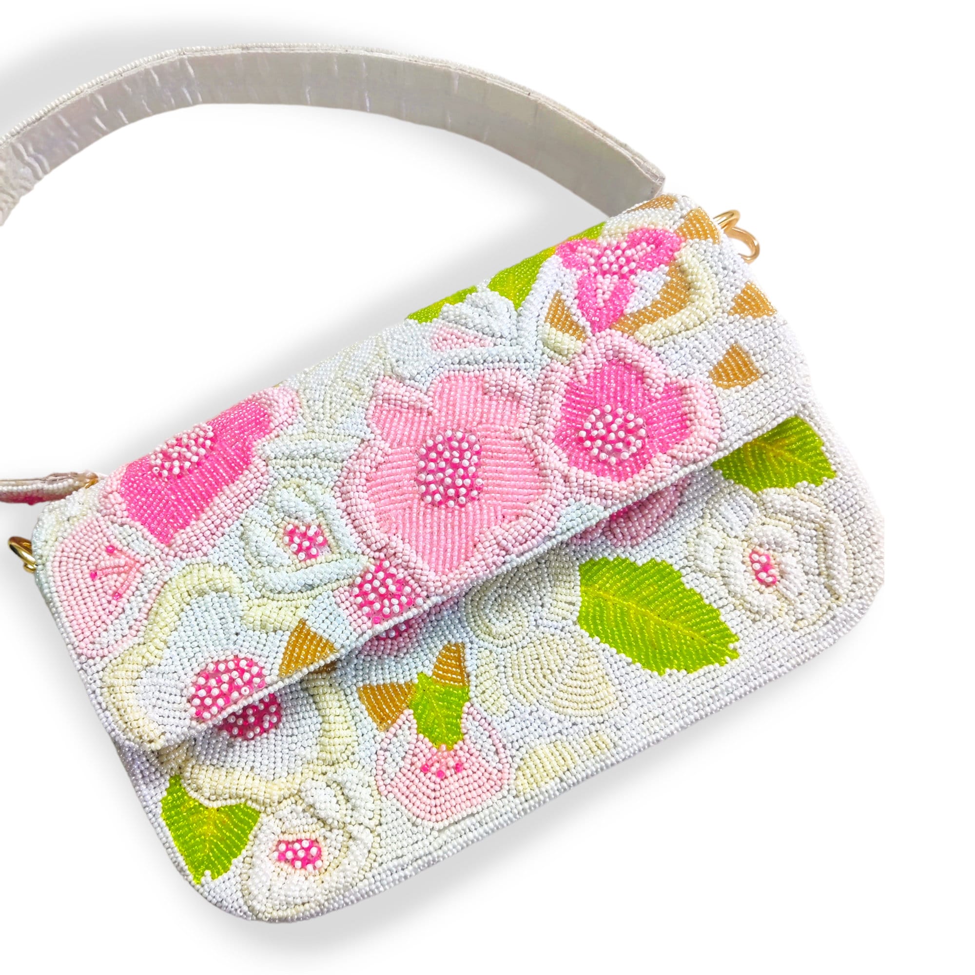 Floral Design Hand Beaded Clutch Bag, Colorful Clutch, Beaded Purse ...