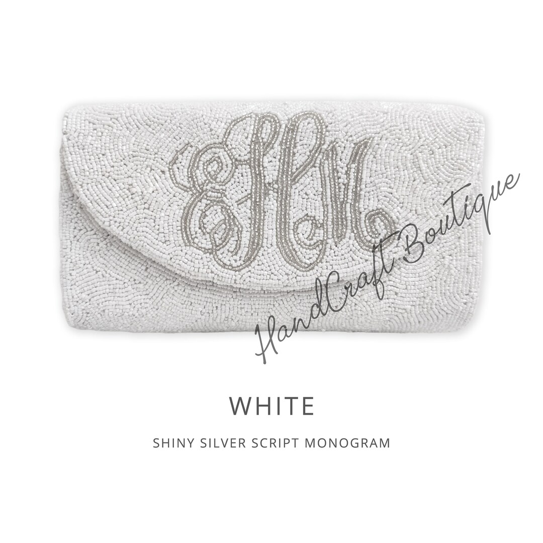 Monogram Clutch, Customized Name Clutch, Bride Clutch, Handmade Beaded ...