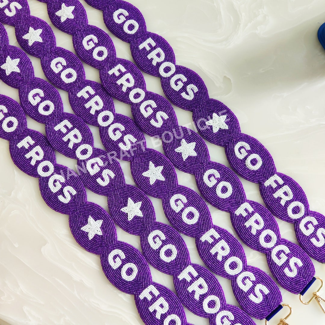 Go Frogs Gameday Beaded Strap, TCU Go Frogs Strap, Customized Beaded Strap, College Bag Strap ...