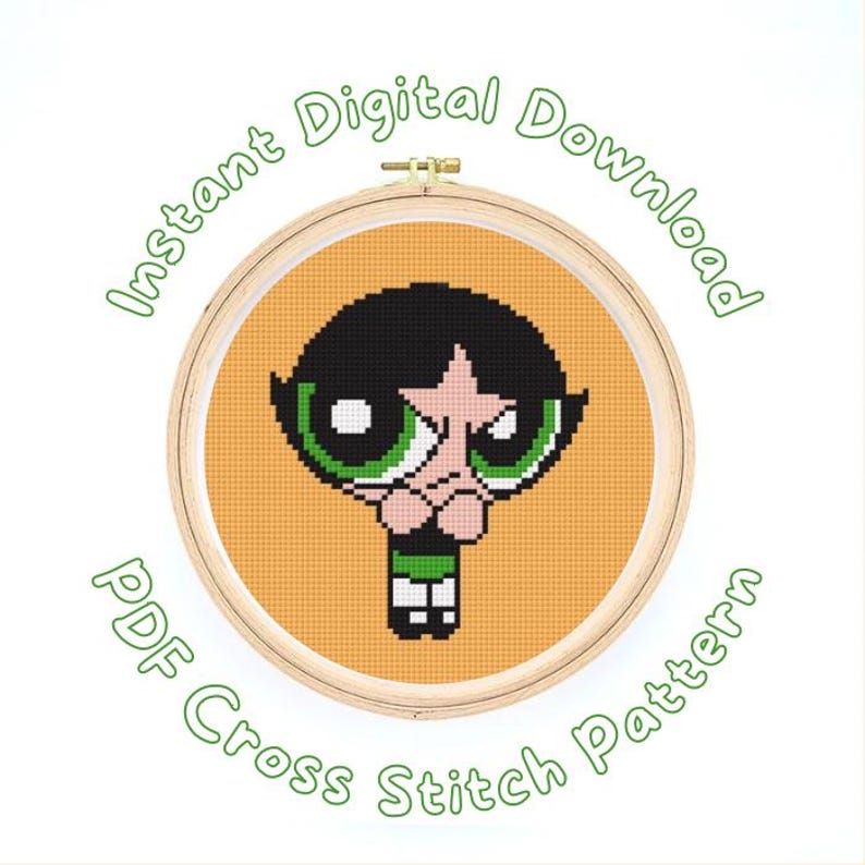 Buttercup Powerpuff Girls Cross Stitch Pattern Embroidery, Cartoon ...